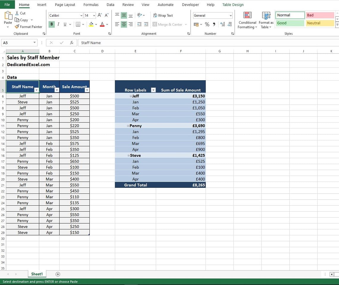 Convert an Excel Pivot Table to Classic Layout | Dedicated Excel
