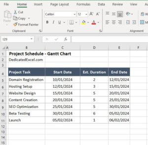 How to Create a Gantt Chart in Excel | Dedicated Excel