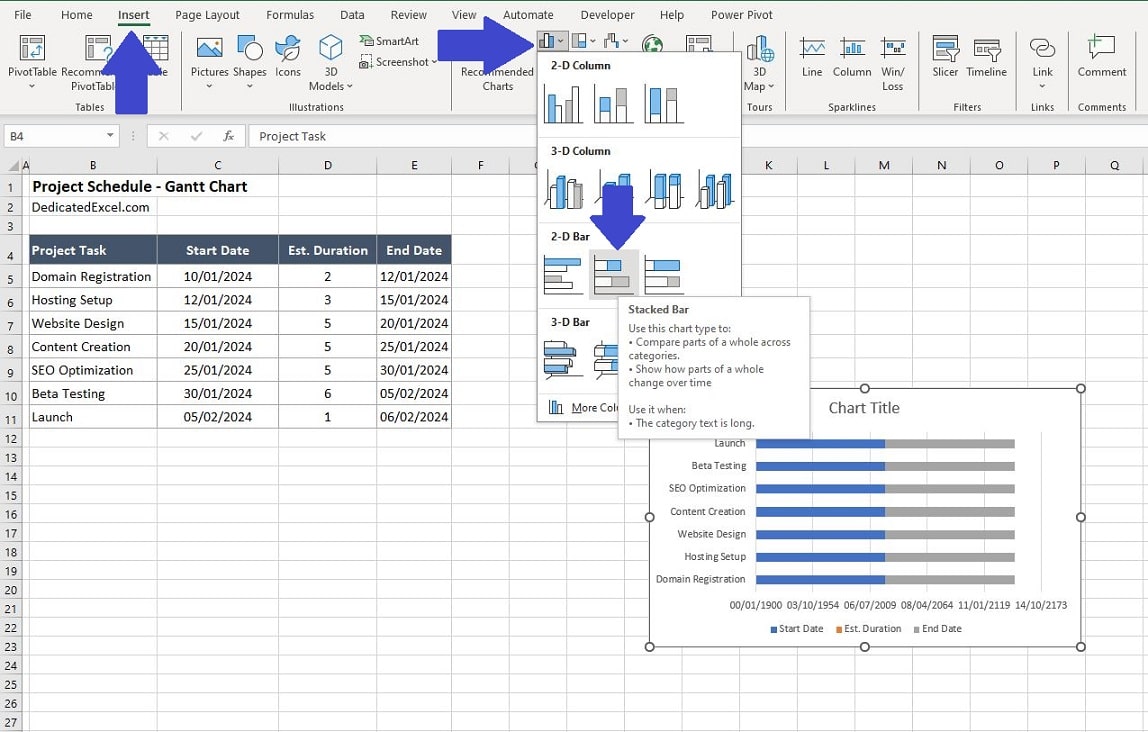 How to Create a Gantt Chart in Excel | Dedicated Excel