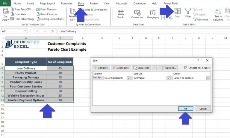 How to Create a Pareto Chart in Excel | Dedicated Excel