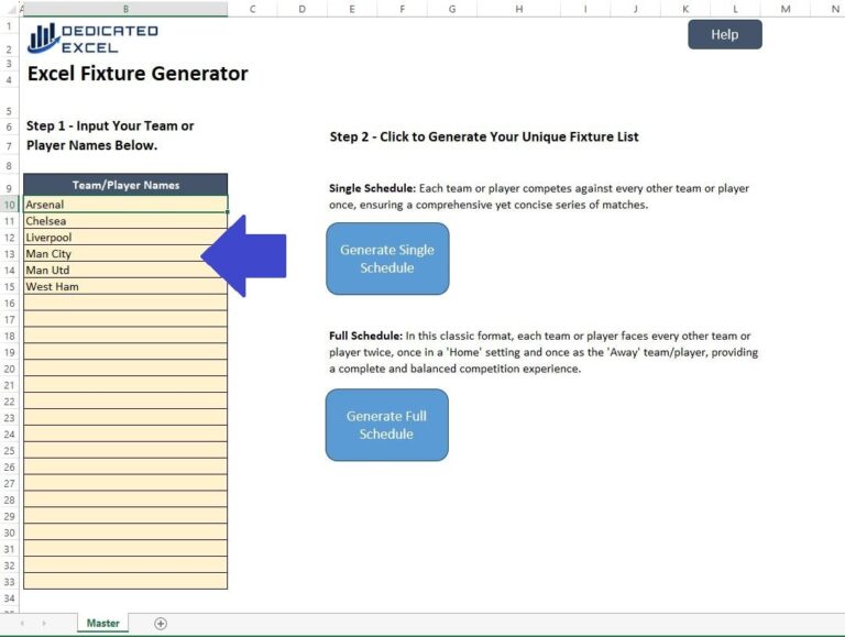 Free Excel Fixture Generator | Dedicated Excel
