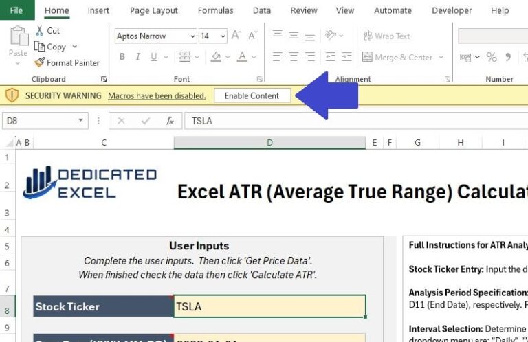 Excel ATR Calculator | Dedicated Excel