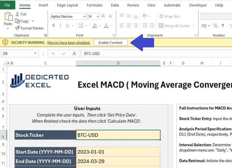 Excel MACD Calculator | Dedicated Excel